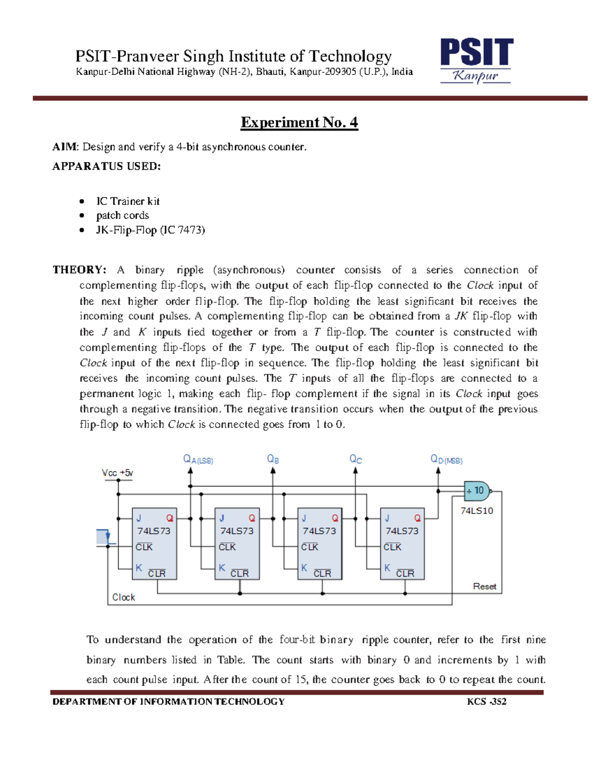 KCS-352 CO Lab - PSIT-Pranveer Singh Institute of Technology Kanpur ...