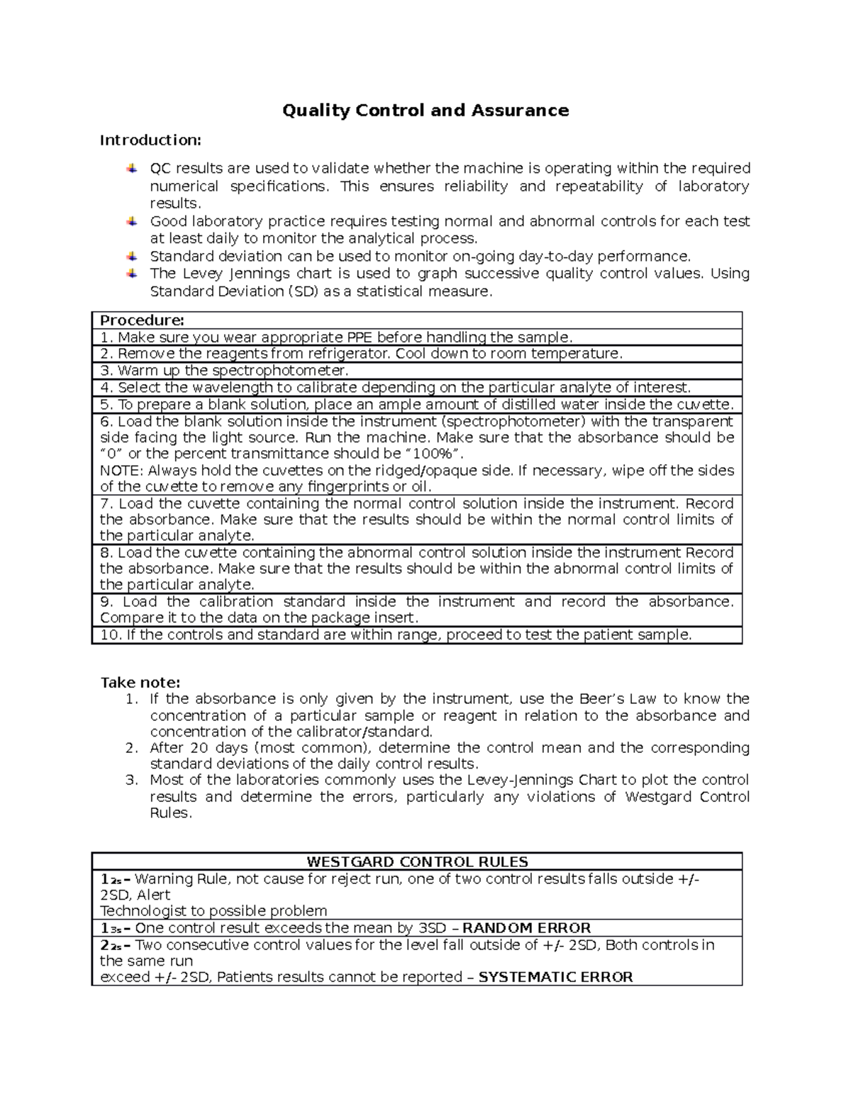 Quality Control and Assurance - Quality Control and Assurance ...