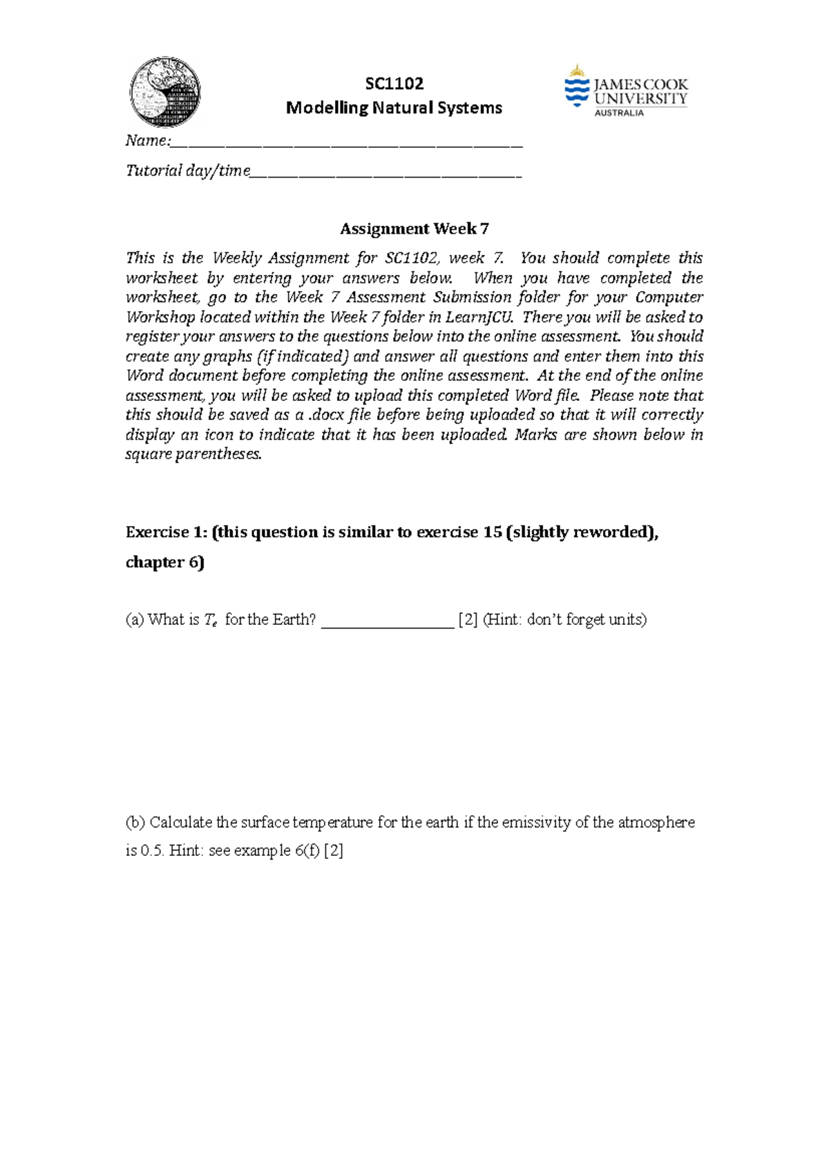 SC1102 Week 7 Assignment - Name