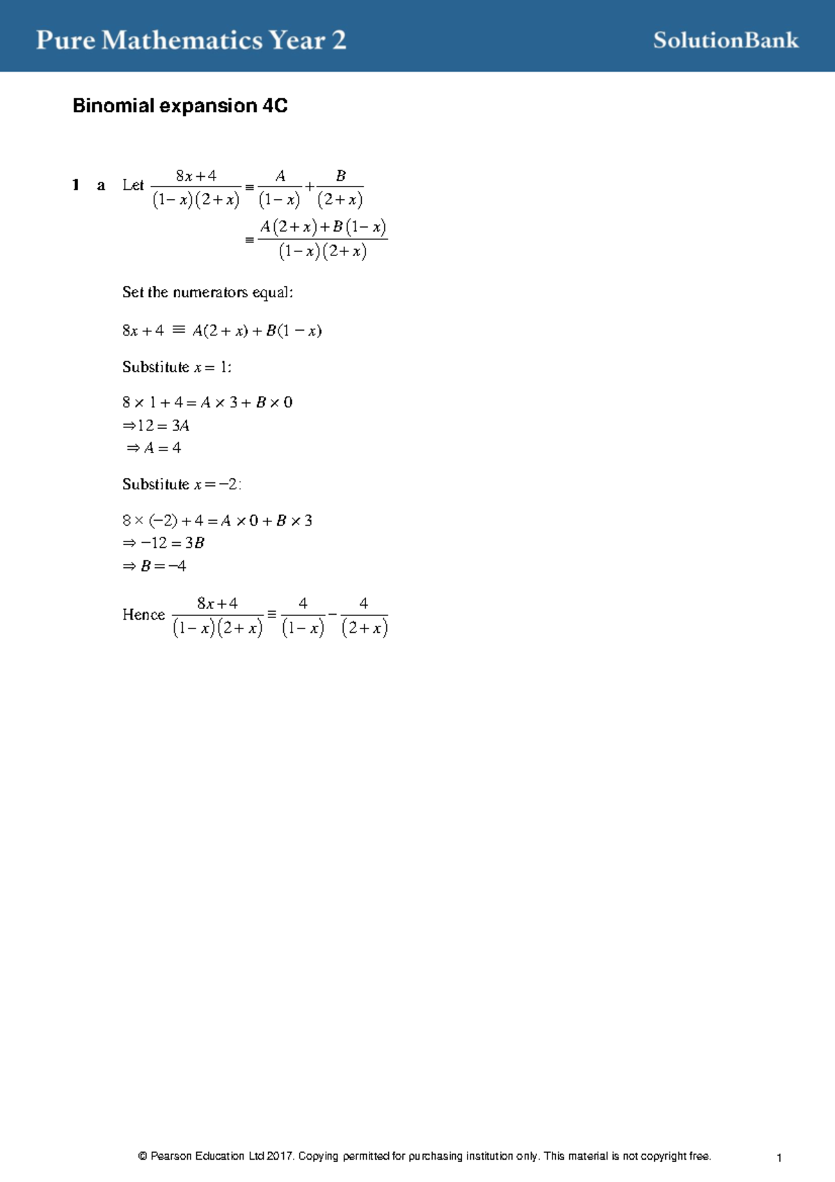 Alevelsb p2 ex4c - eeee - Binomial expansion 4C 1 a Let ø ùø ù ø ù ø ù ø ù ø ù ø ùø ù 8 4 1 2 1 ...