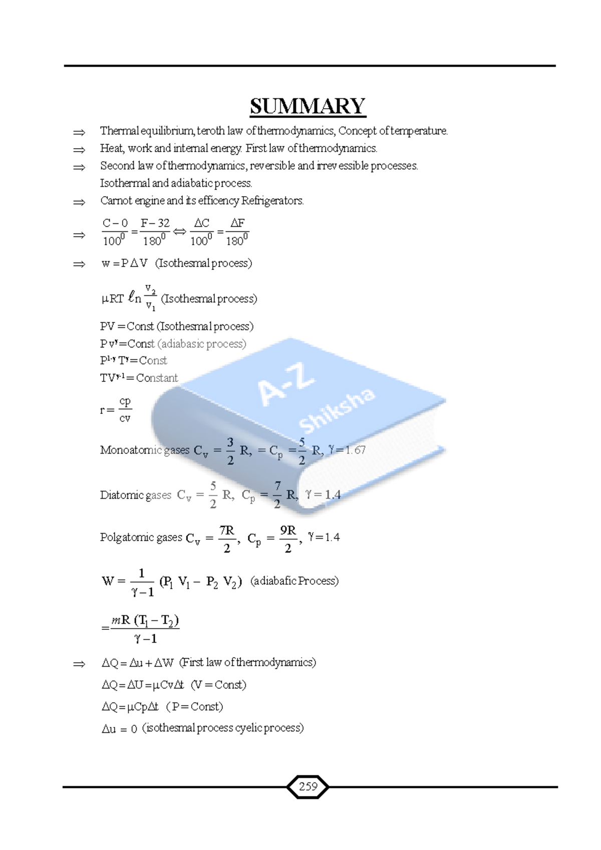 Thermodynamics - Chemistry lecture note - SUMMARY Thermal equilibrium ...