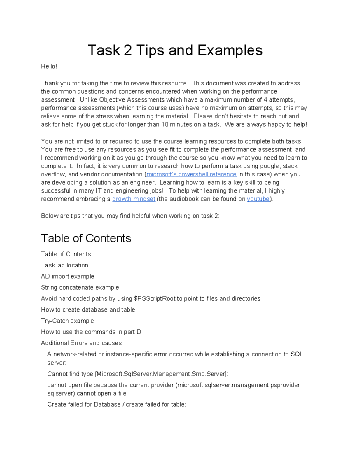 Task 2 Tips and Examples - Task 2 Tips and Examples Hello! Thank you ...