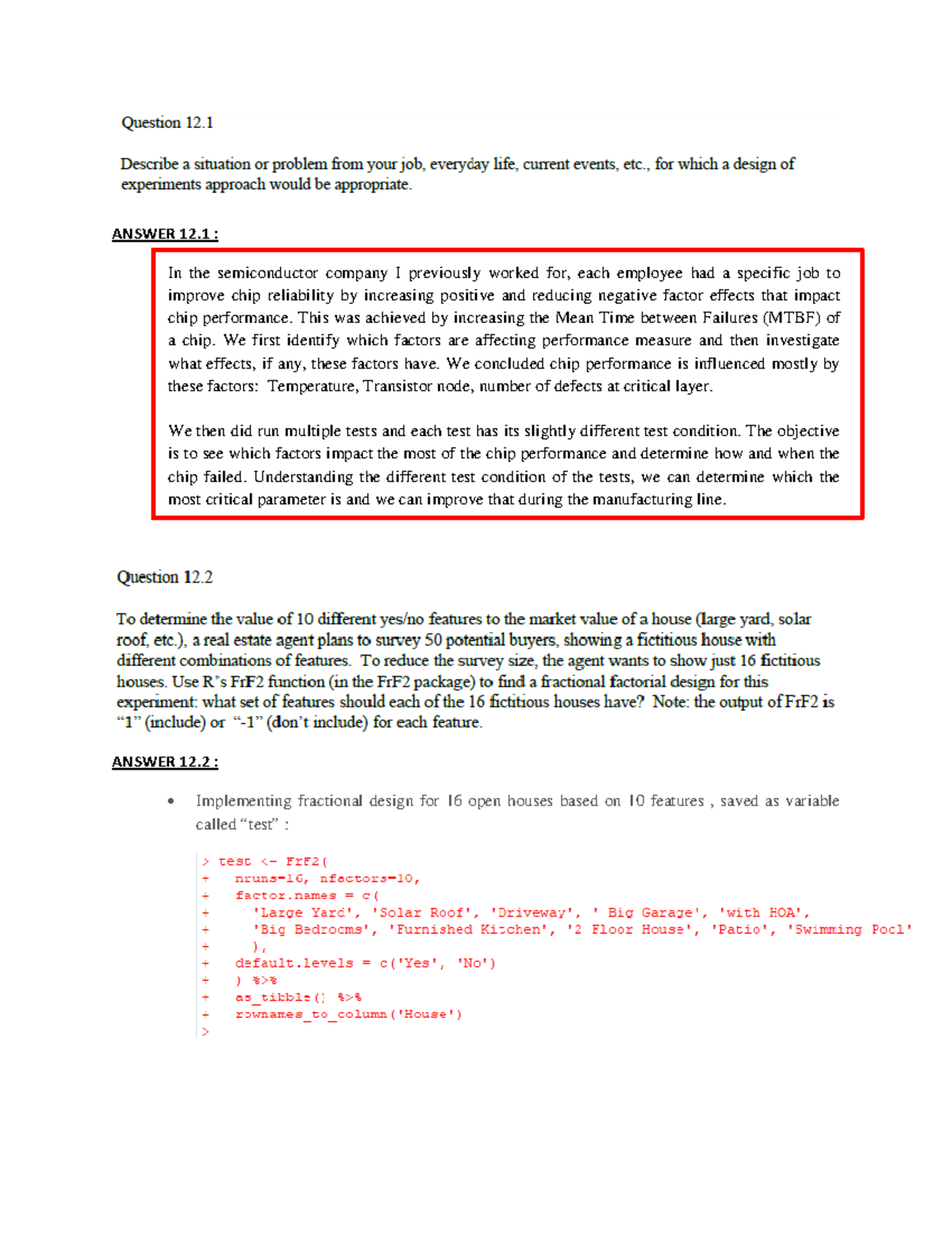 HW9 - Answer - ANSWER 12 : In the semiconductor company I previously ...