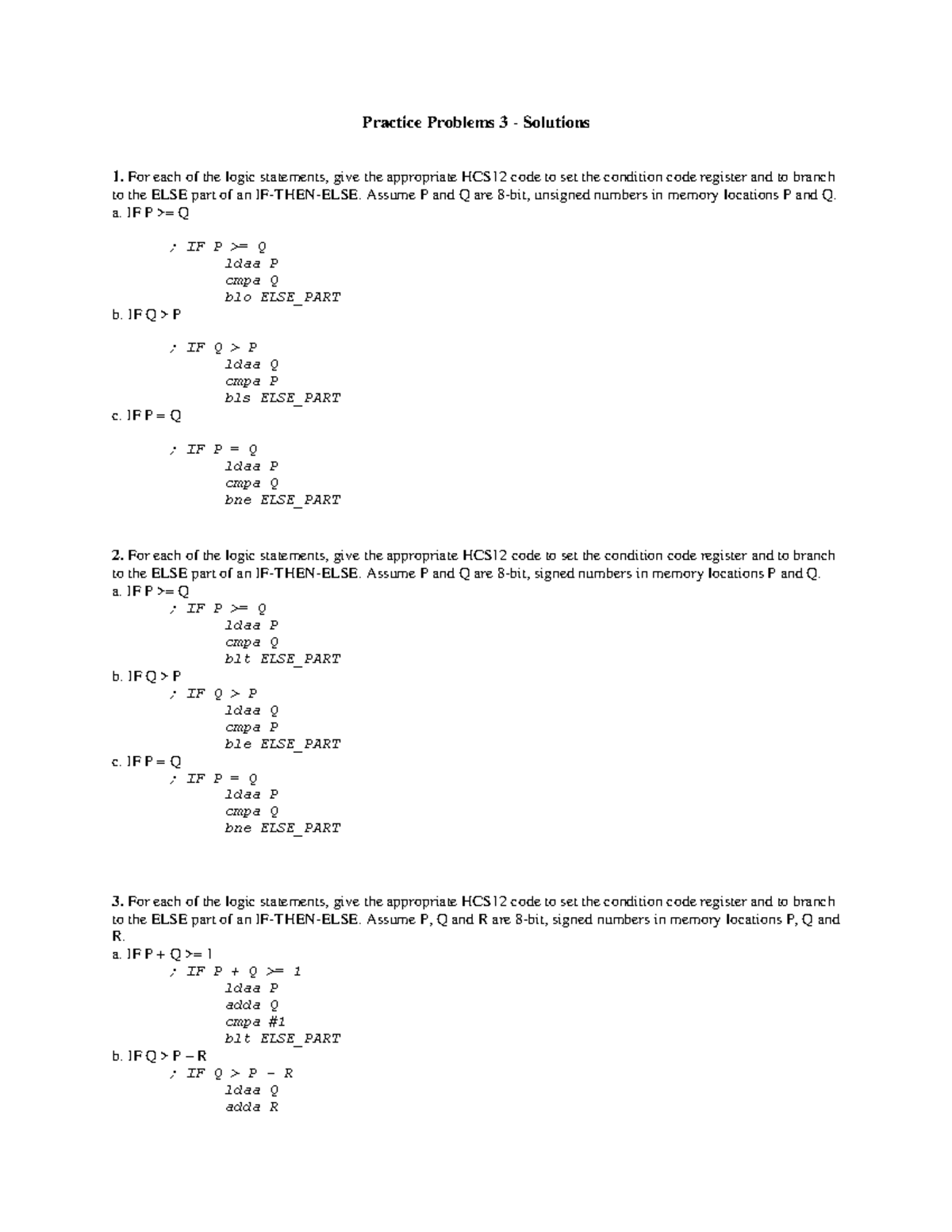 Practice Problems 3- Solutions - Practice Problems 3 - Solutions 1. For each of the logic - Studocu
