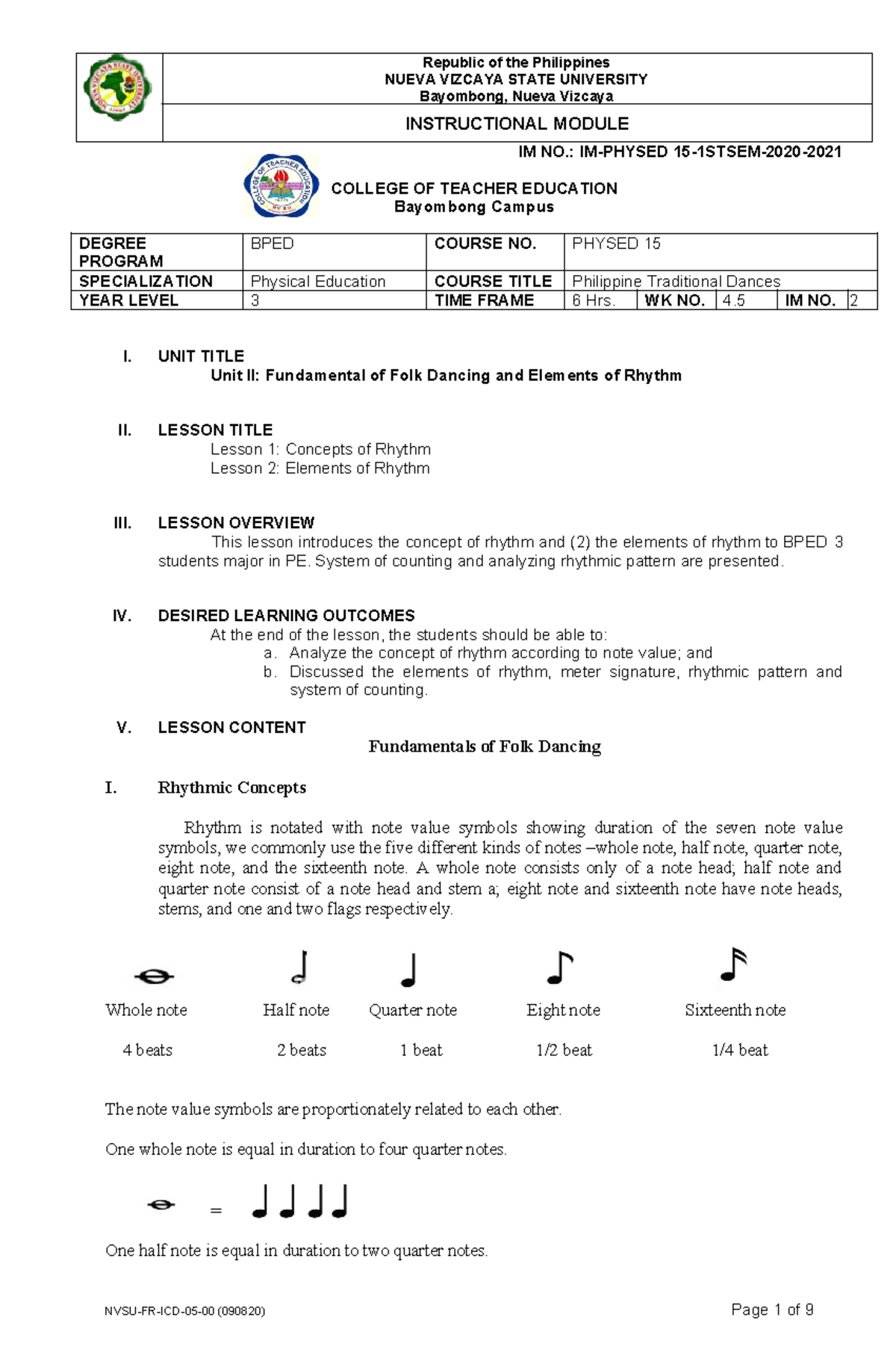 Physed-15 Module-2 - NUEVA VIZCAYA STATE UNIVERSITY Bayombong, Nueva ...