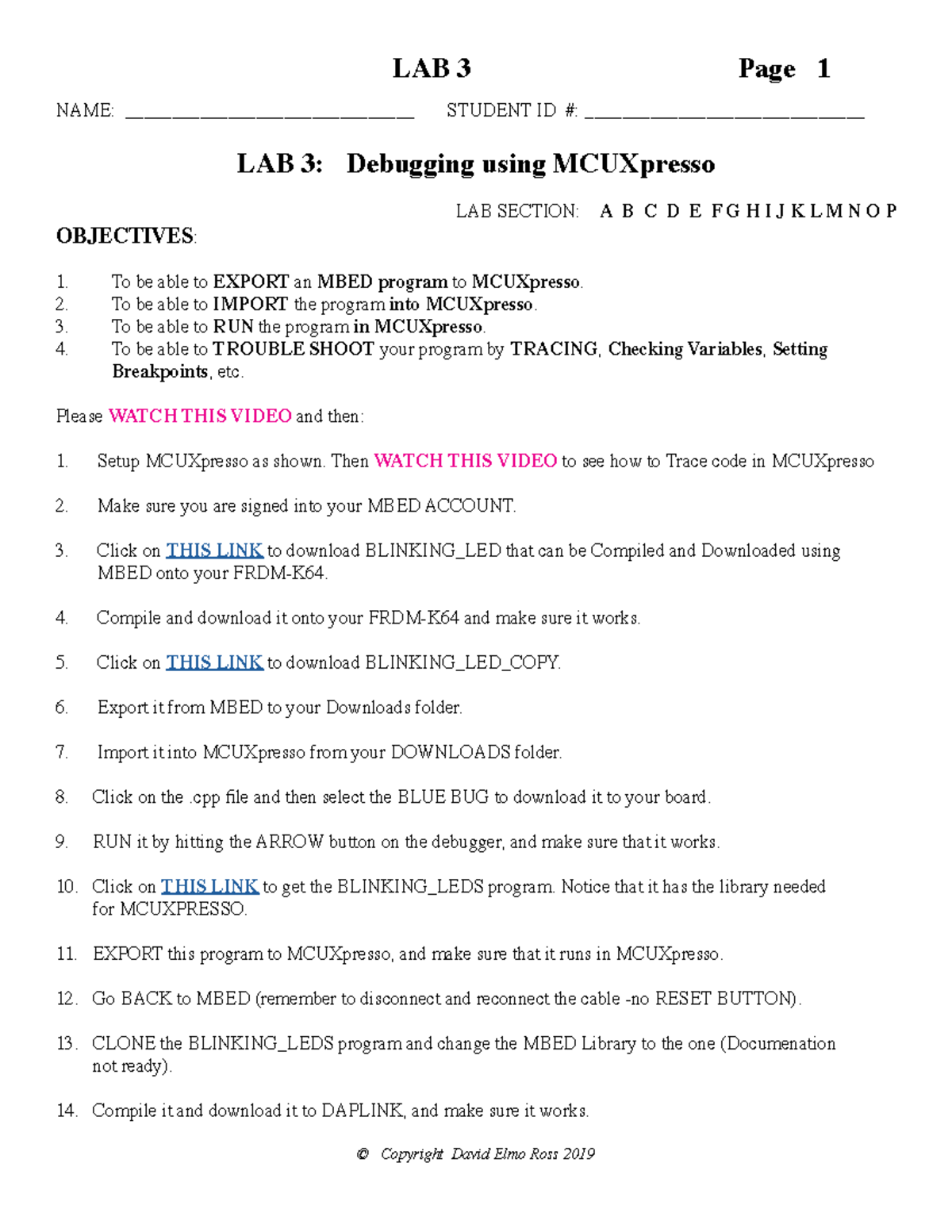 NEW MCO455 LAB3 - LAB 3 Page 1 © Copyright David Elmo Ross 2019 NAME ...