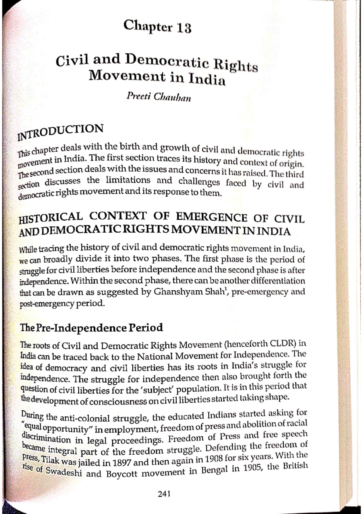 Civil and Democratic Rights movement in India - BA Honours Political ...