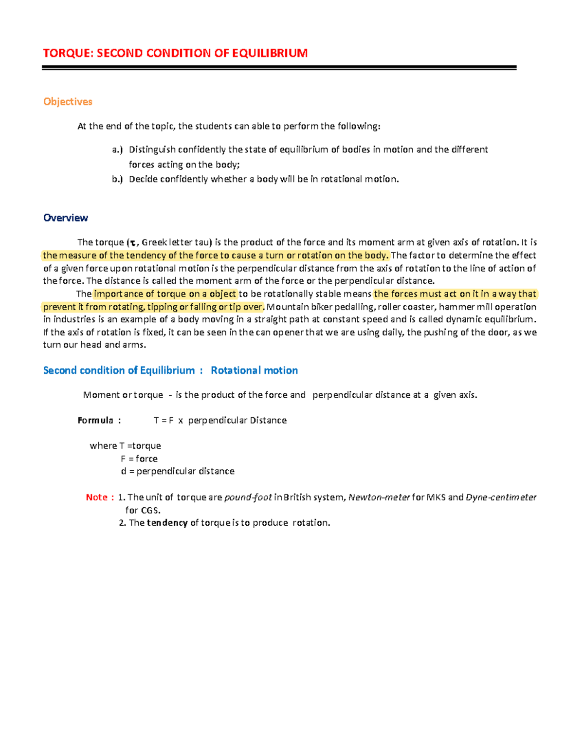 PHYS-211-7 - ghdrtyjtyi - TORQUE: SECOND CONDITION OF EQUILIBRIUM ...