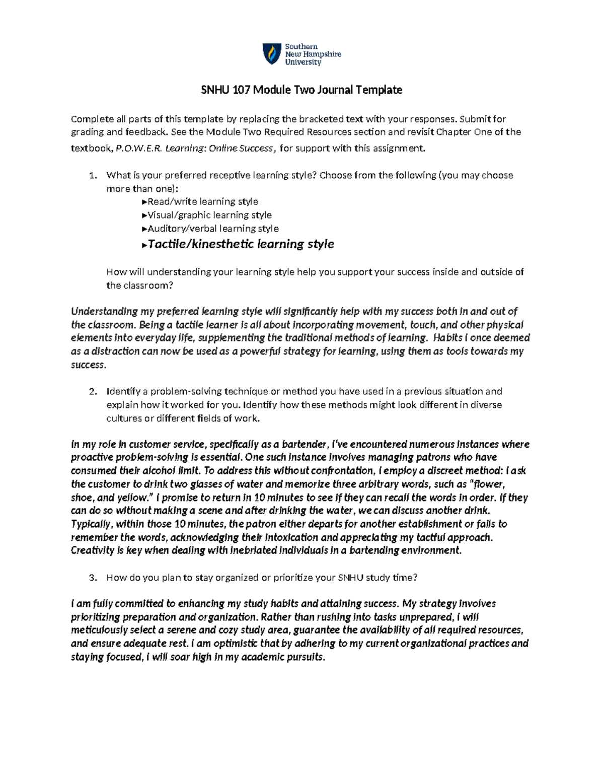 2-2 assignment - A+ on this submission - SNHU 107 Module Two Journal ...