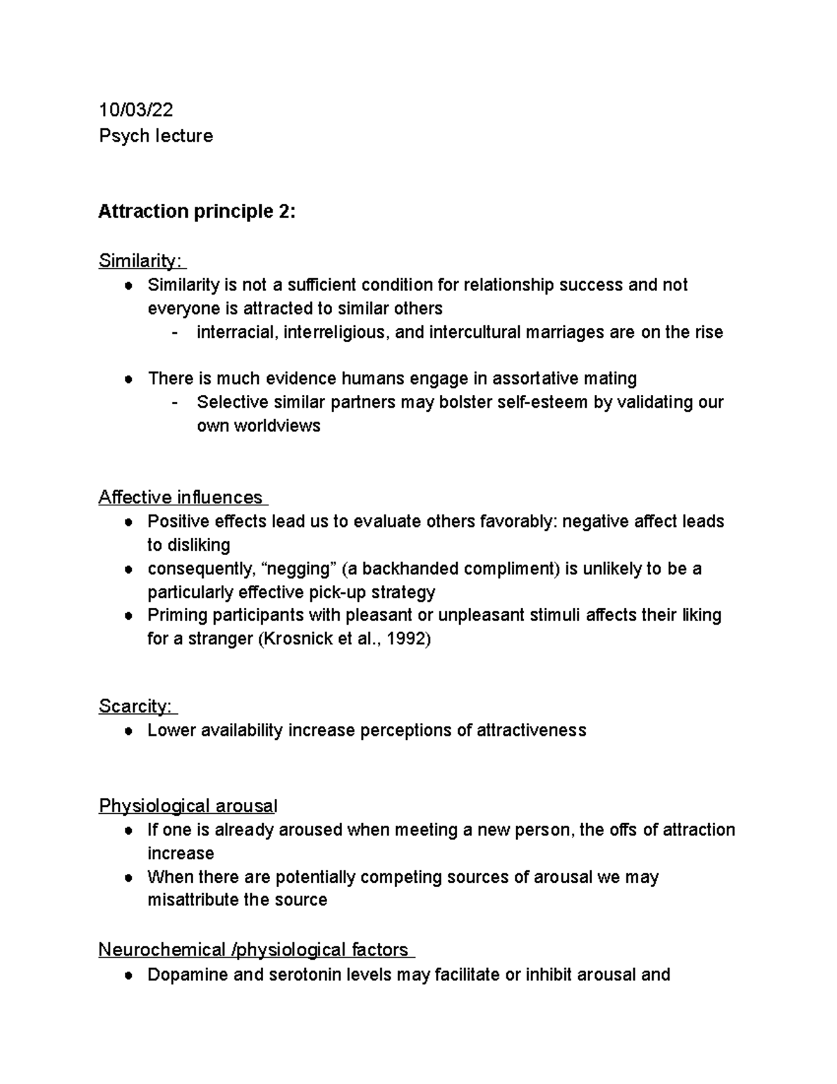Psych Of Sexuality 1003 Psych Lecture Attraction Principle 2