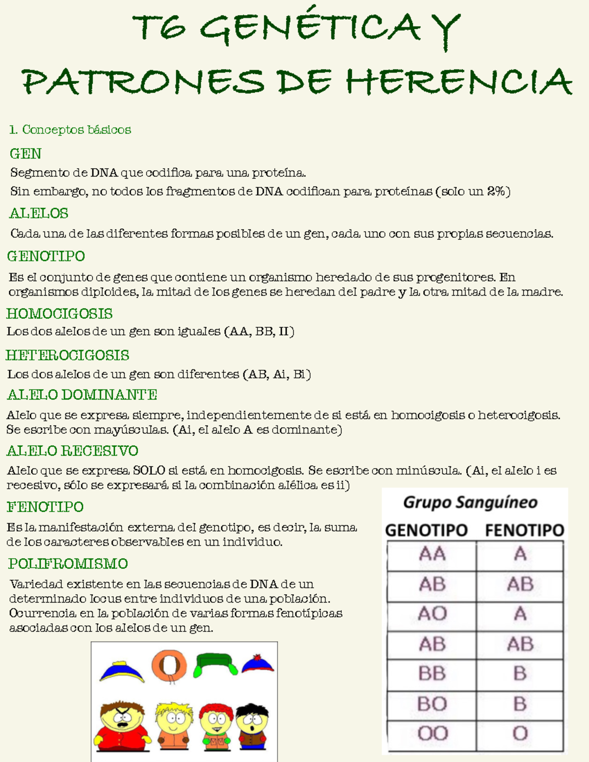 Tema 6 - Apuntes - T6 GENÉTICA Y PATRONES DE HERENCIA Conceptos básicos ...