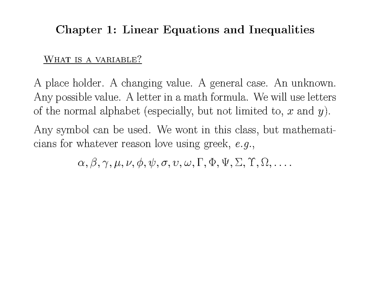 Chapter 1 - Lecture notes - Chapter 1: Linear Equations and ...