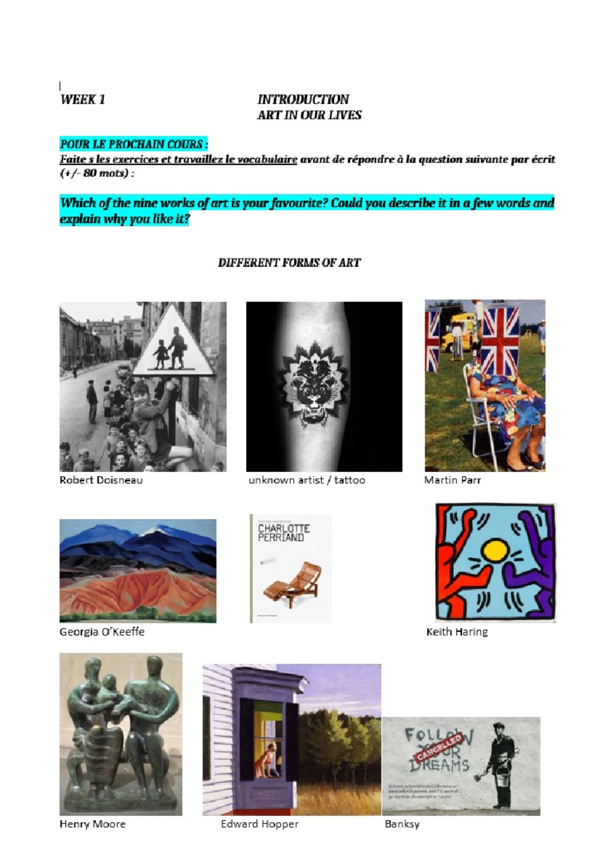 Exercice niveau A2 - description de photo - Anglais - Studocu