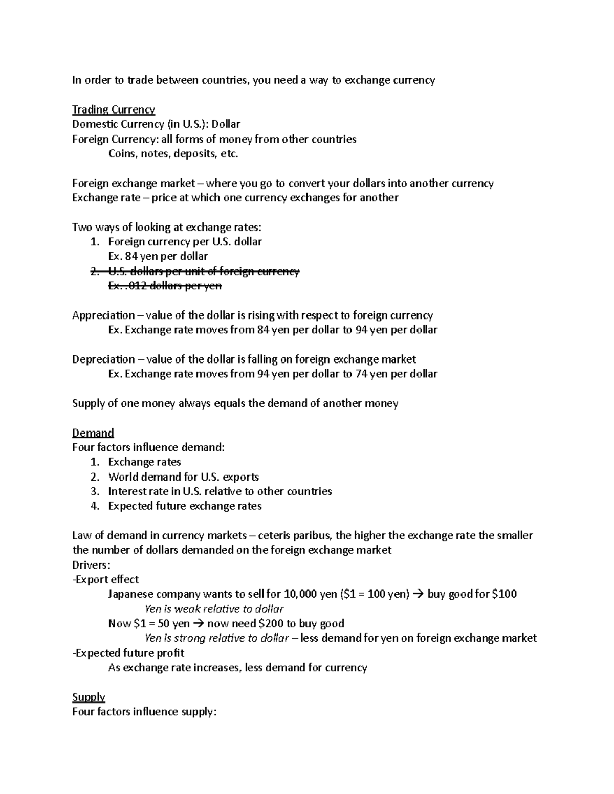 Lecture 11 Notes - In order to trade between countries, you need a way ...
