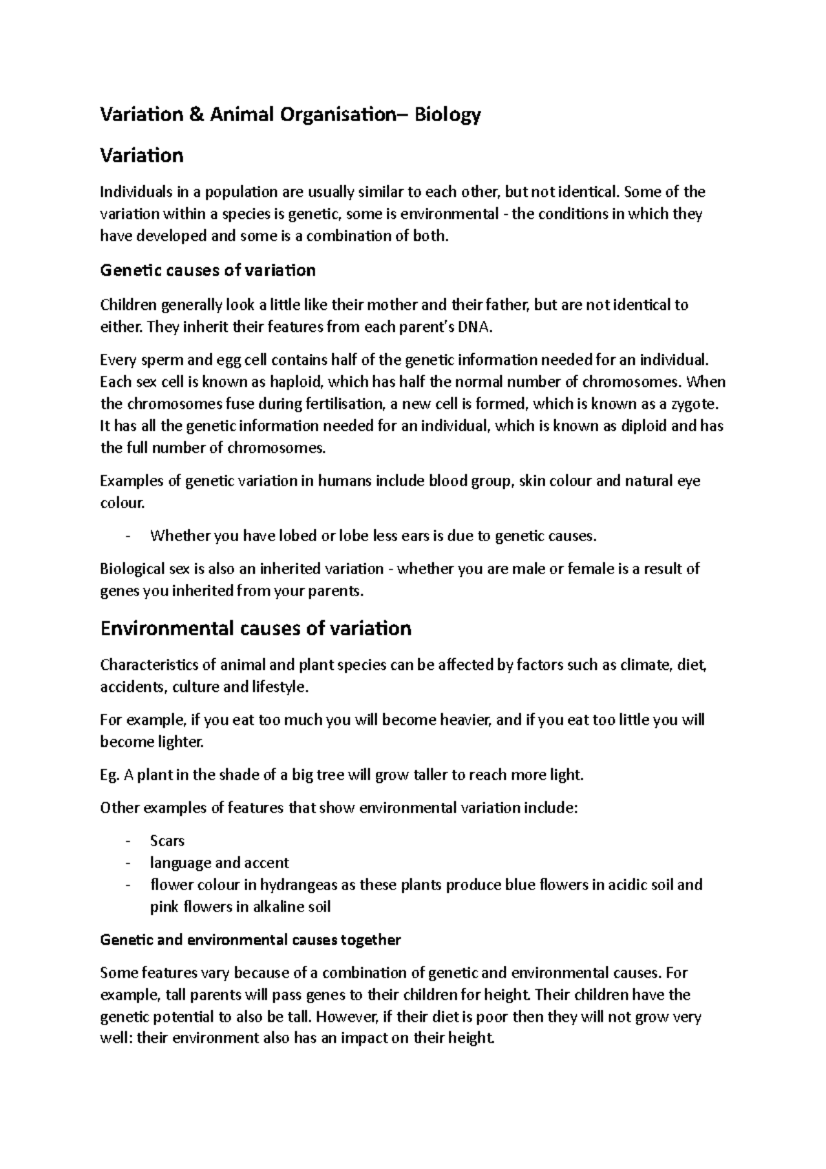 Variation & Animal Organisation - Variation & Animal Organisation ...