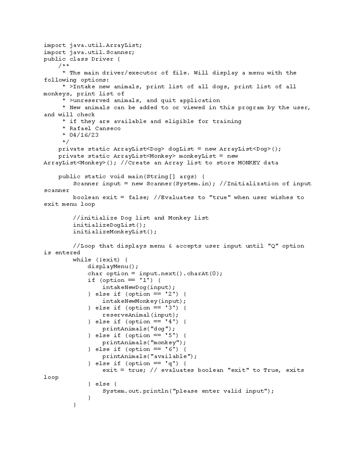 Driver - import java.util; import java.util; public class Driver ...