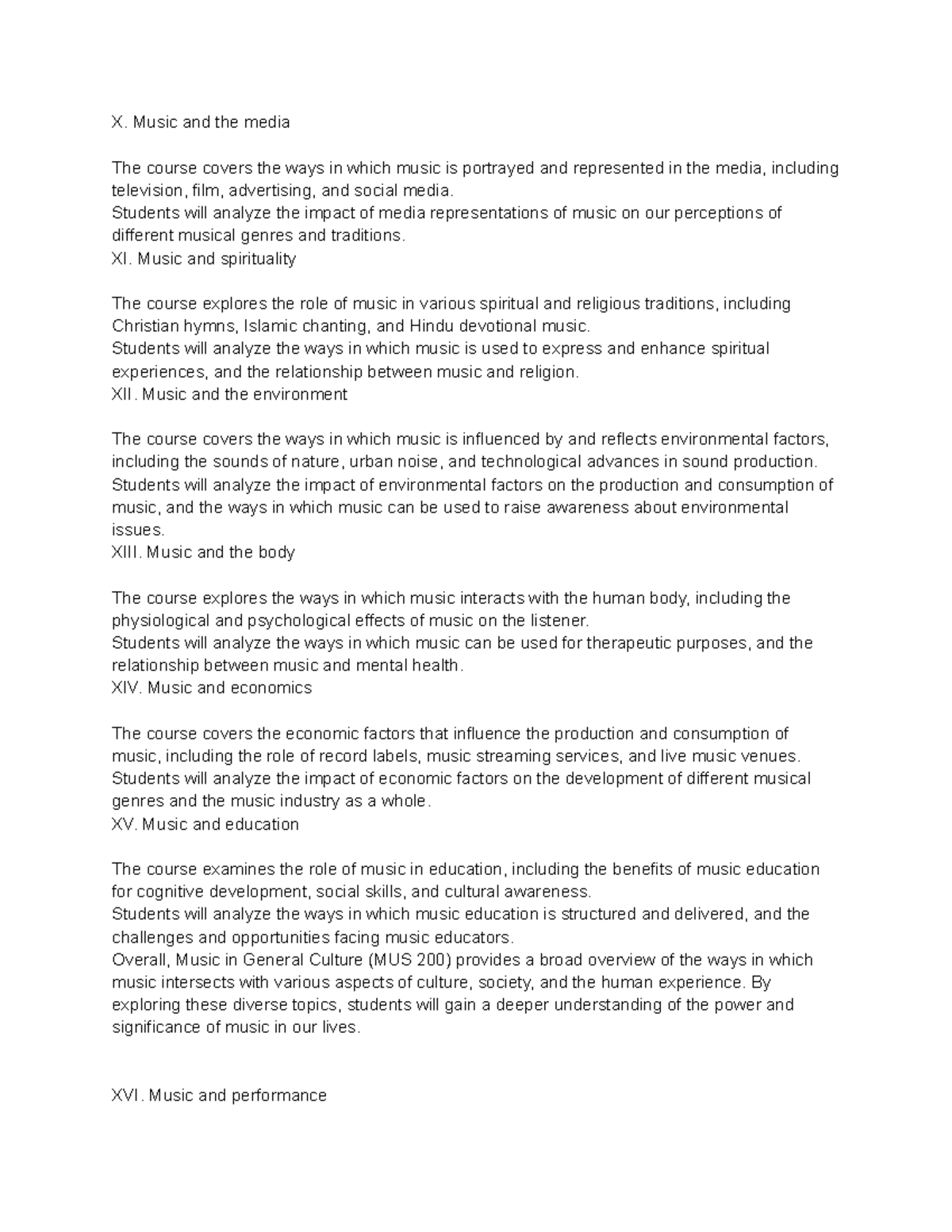 Music in General Culture #3 - X. Music and the media The course covers ...