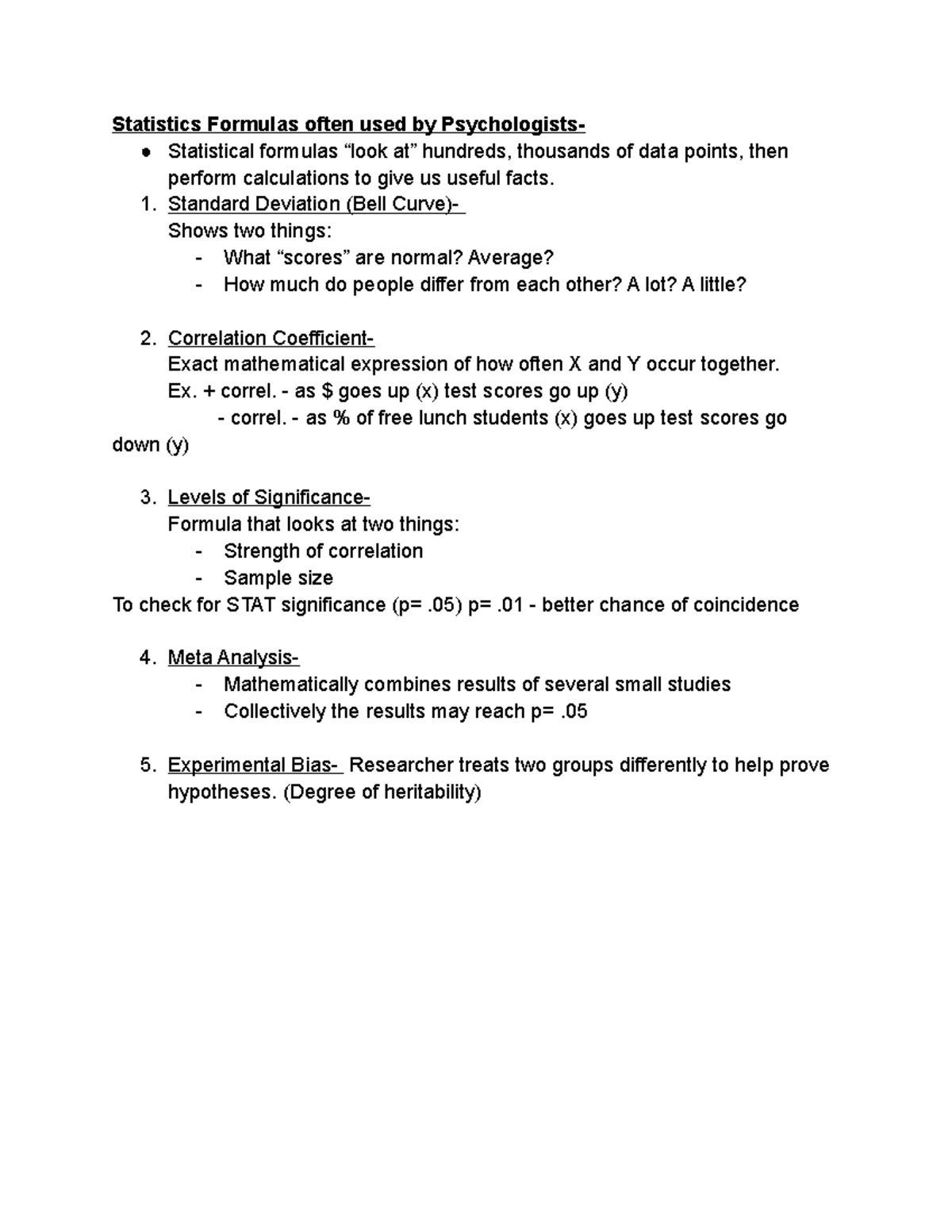 Psych Notes #4 - Statistics Formulas often used by Psychologists ...