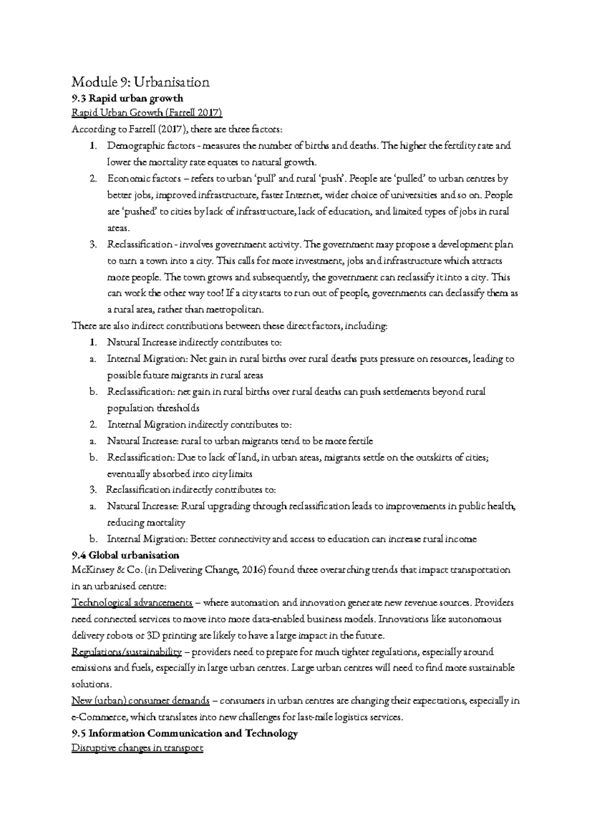 Module 9 notes - Module 9: Urbanisation 9 Rapid urban growth Rapid ...