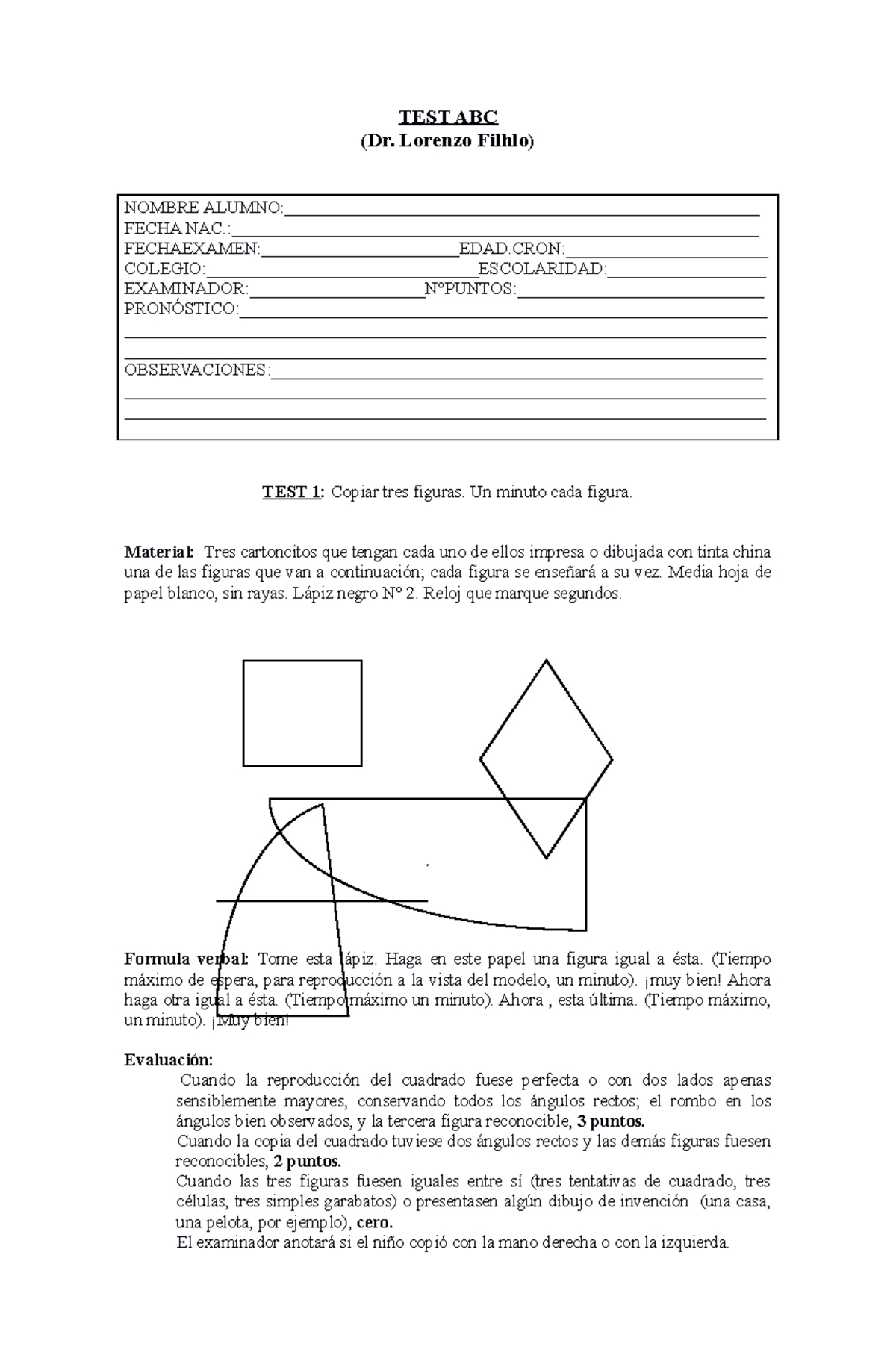 Testabc - test abc de filho - TEST ABC (Dr. Lorenzo Filhlo) NOMBRE ...