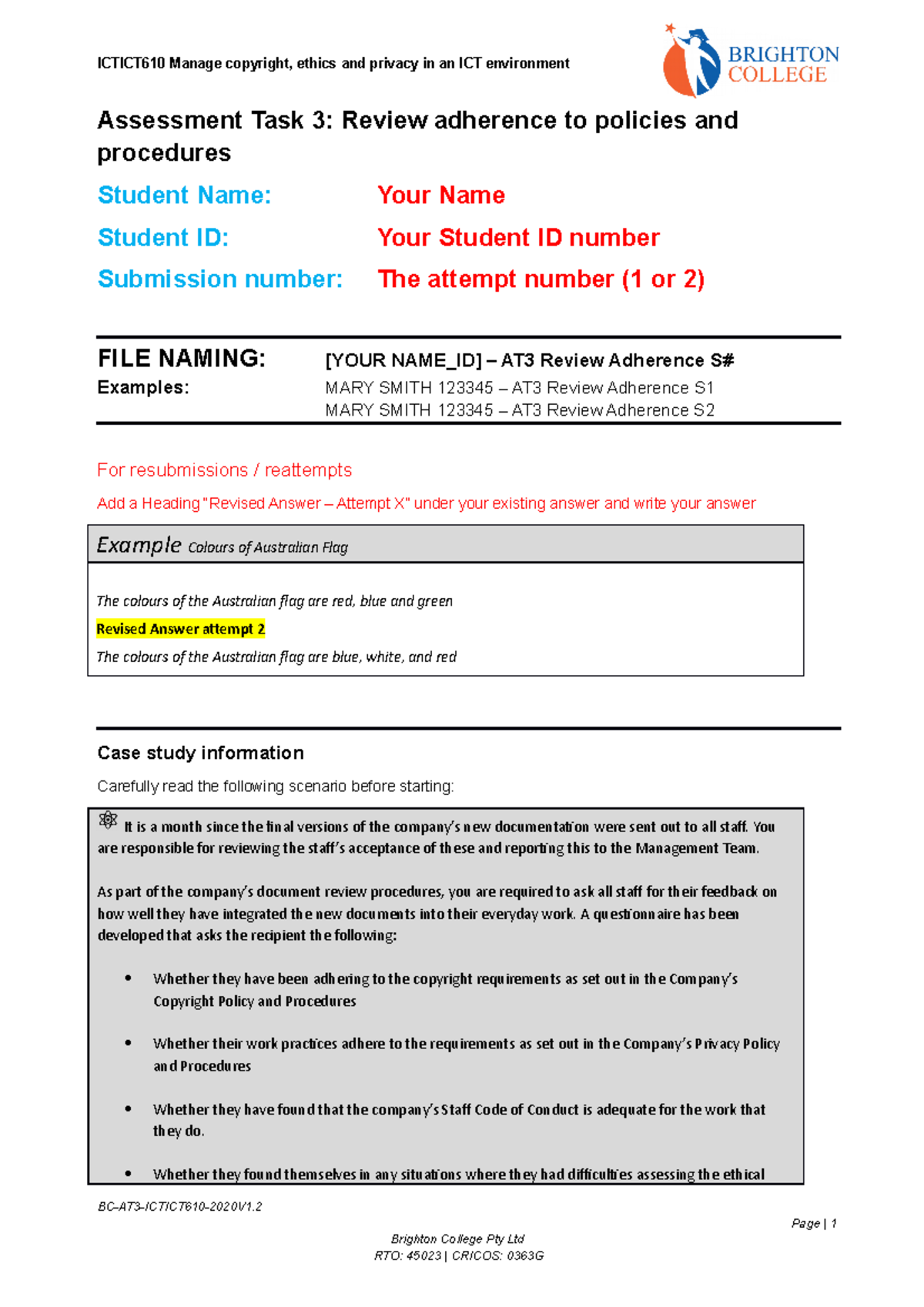 AT3 Review Adherence [S#] (2) - Assessment Task 3: Review adherence to ...