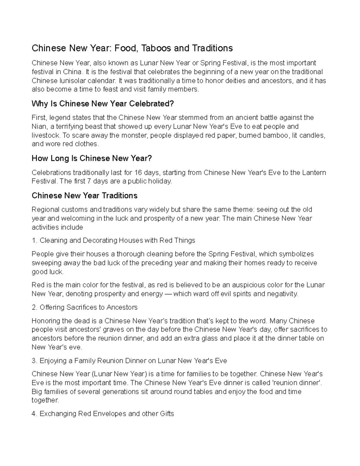 Chinese New Year - Cultura China - Chinese New Year: Food, Taboos and ...