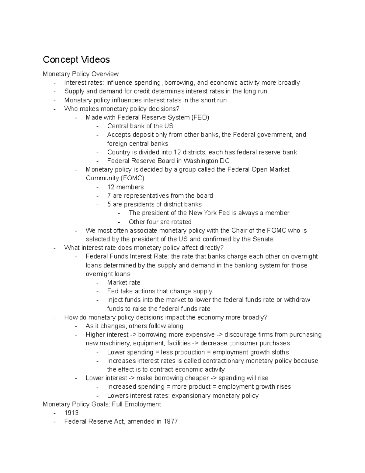 ECON 211 Module 6 - Notes from the textbook, digging deeper videos, and ...