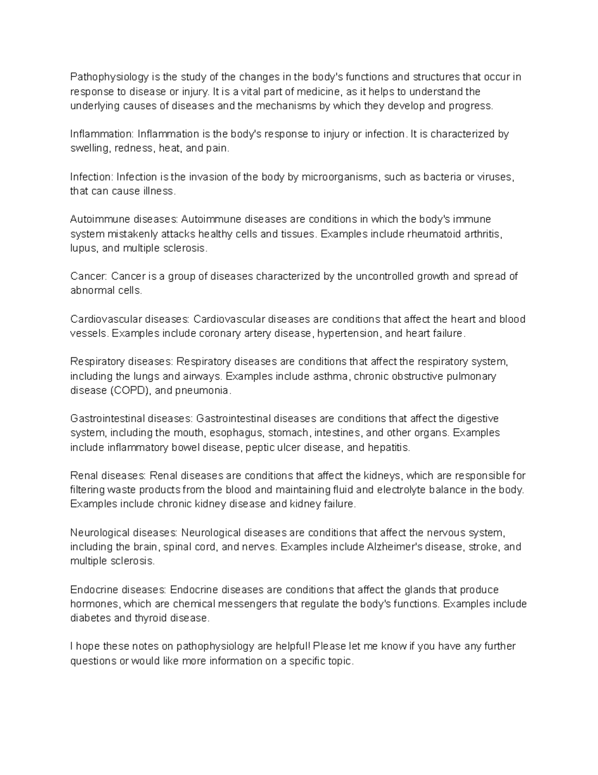 Human Pathophysiology - Pathophysiology is the study of the changes in ...