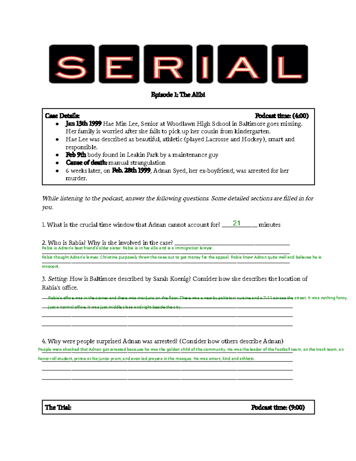 Kami - easy - Episode 1: The Alibi Case Details: Podcast time: (4:00 ...