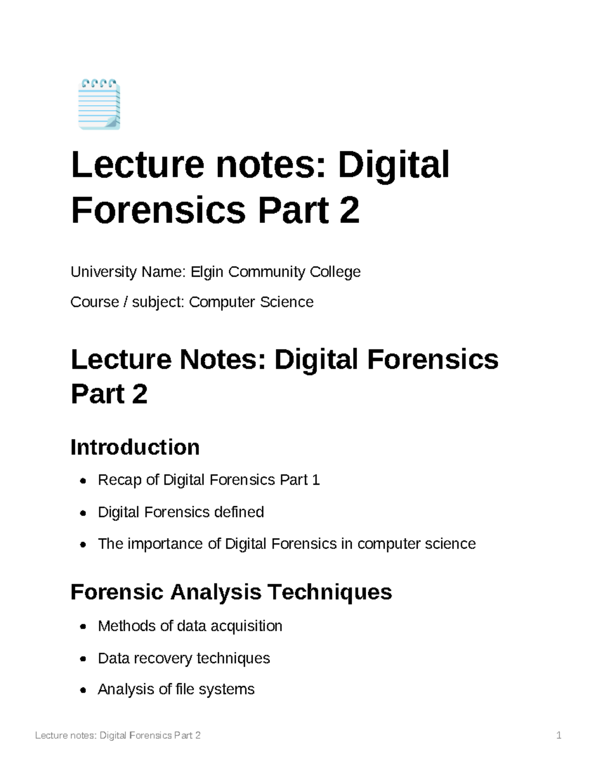 Lecture Notes Digital Forensics Part 2 F Lecture Notes Digital