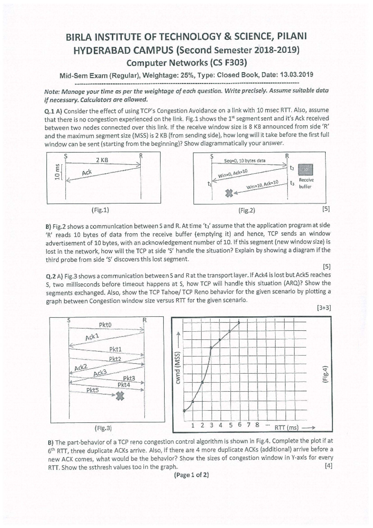 Mid Sem Mid Sem Exam Paper Birla Institute Of Technology And Science Pilni Hyderabad Campus