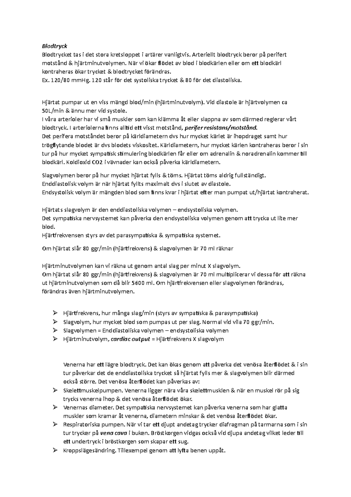 Blodet anatomi - 1SK103 - Blodtryck Blodtrycket tas i det stora ...