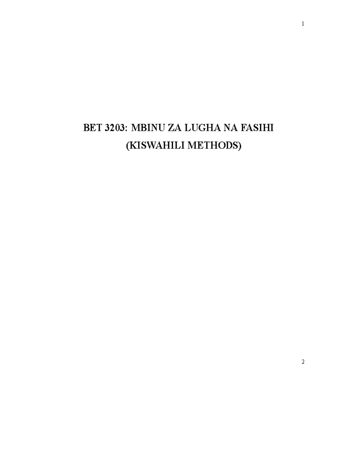 Mbinu ZA Lugha NA Fasihi - 1 BET 3203: MBINU ZA LUGHA NA FASIHI ...