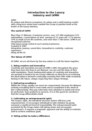 Inside lvmh - module 1 lvmh certificate - module 1 The Values of LVMH ...