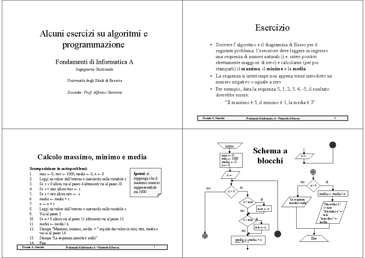 Esercitazioni algoritmi e sviluppo programmi c++ - Alcuni esercizi su ...