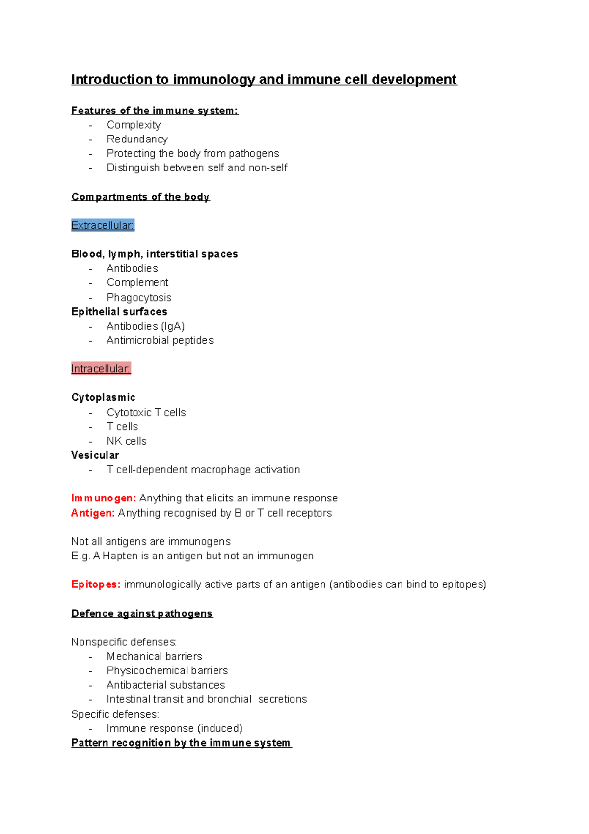 Immunology - lecture 1 (Intro) - Introduction to immunology and immune ...