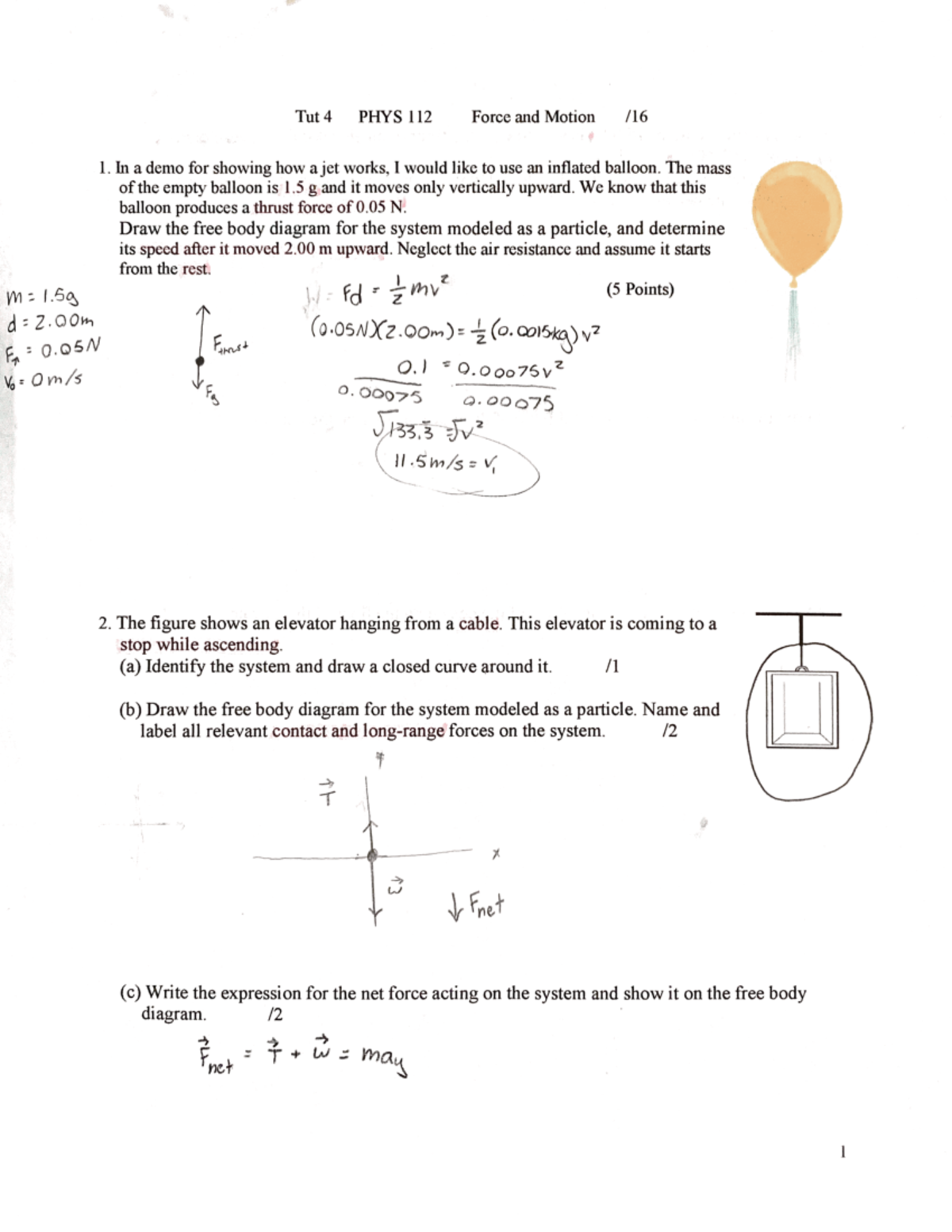 PHYS 112 Tutorial 4 Work - Studocu