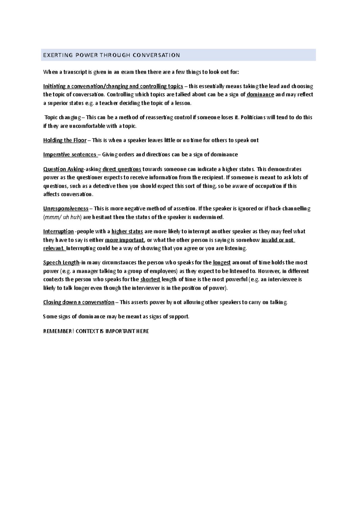 When a transcript is given in an exam WHAT TO LOOK OUT FOR - EXERTING ...