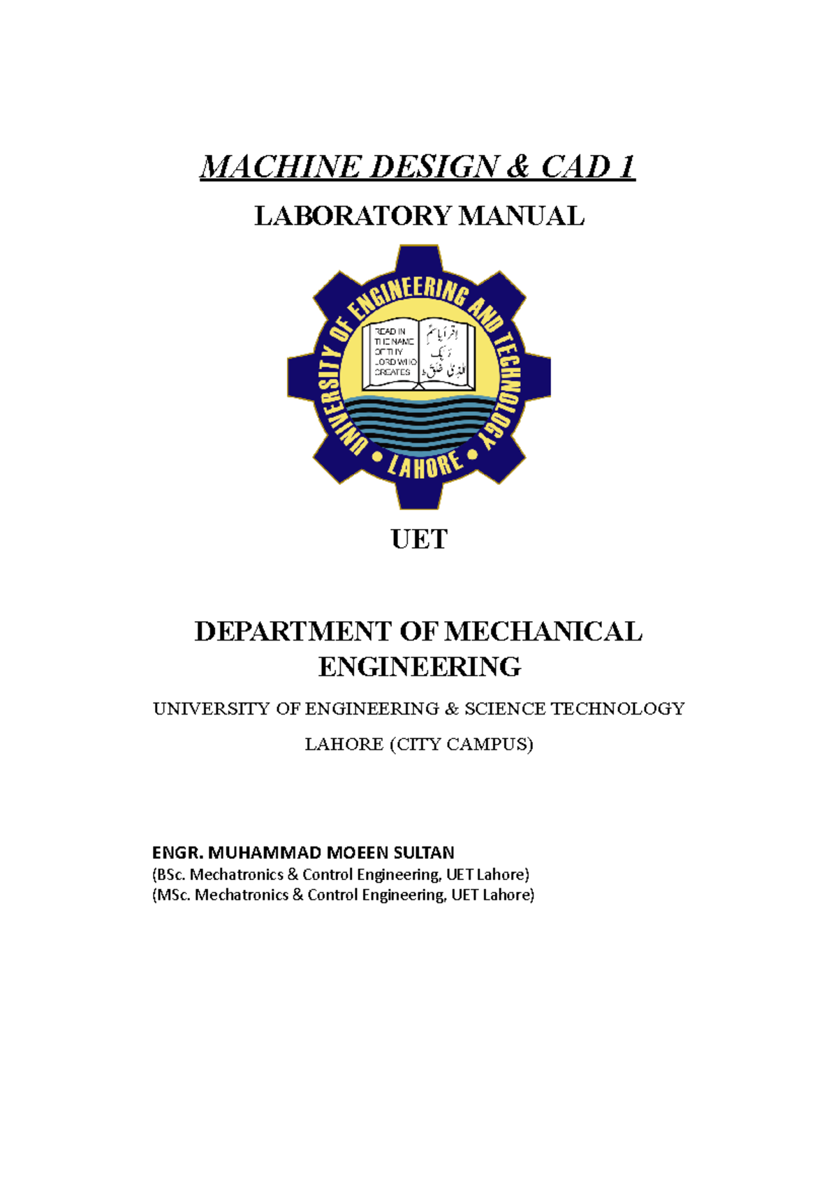 Machine Design CAD 1 Lab Manual Auto CAD - MACHINE DESIGN & CAD 1 ...