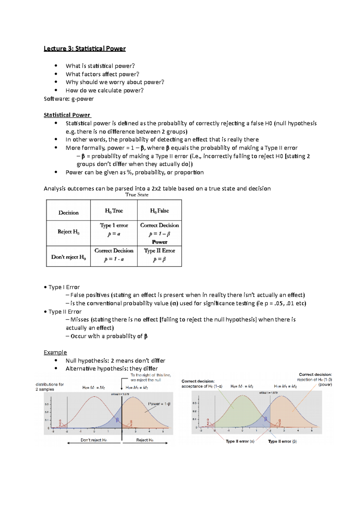Lecture 3 Multivariate Statistics Statistical Power Lecture 3