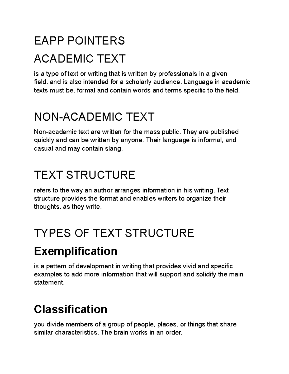 EAPP Pointers - EAPP POINTERS ACADEMIC TEXT is a type of text or writing that is written by ...
