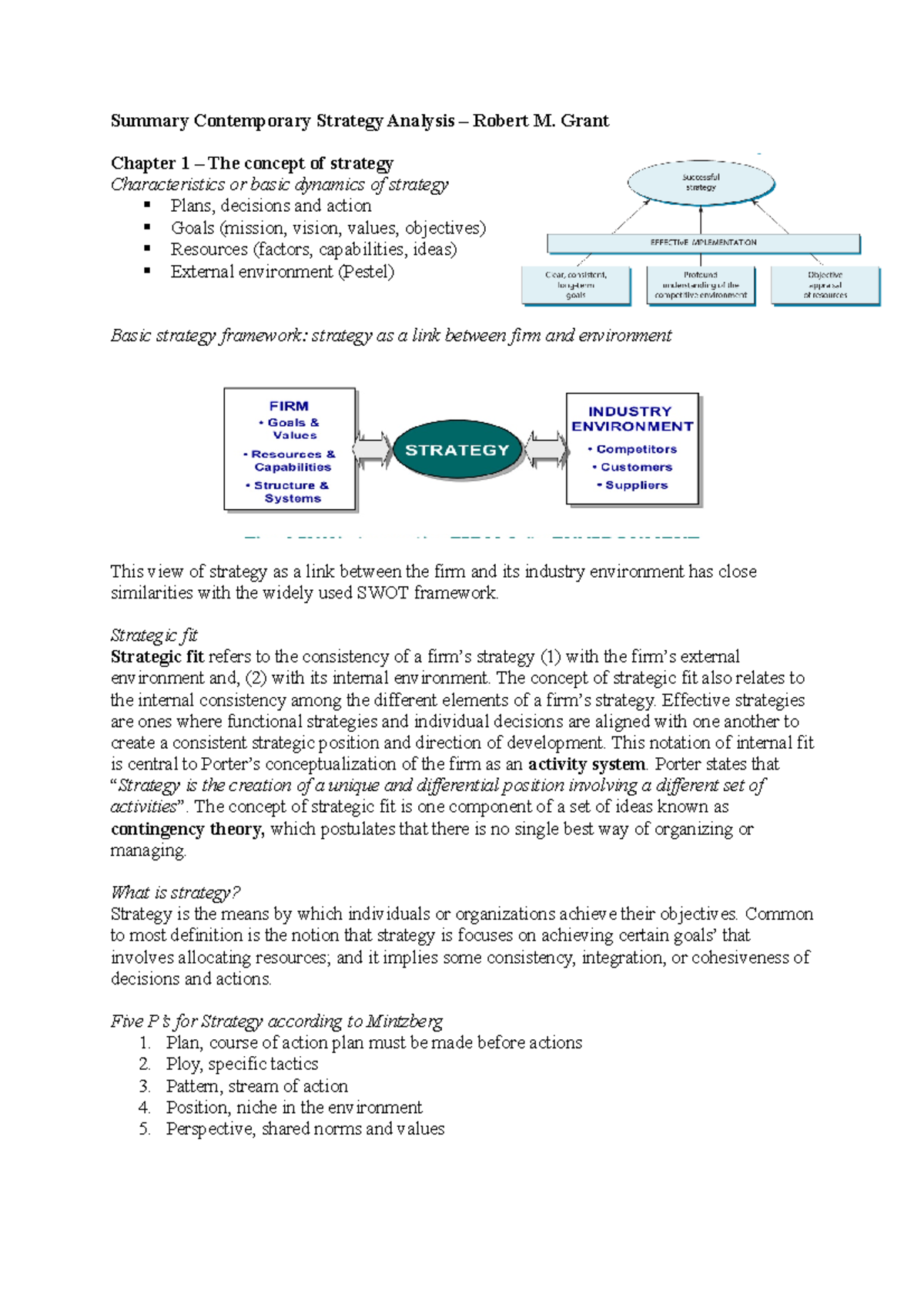 Summary Contemporary Strategy Analysis book + sheets - Summary ...