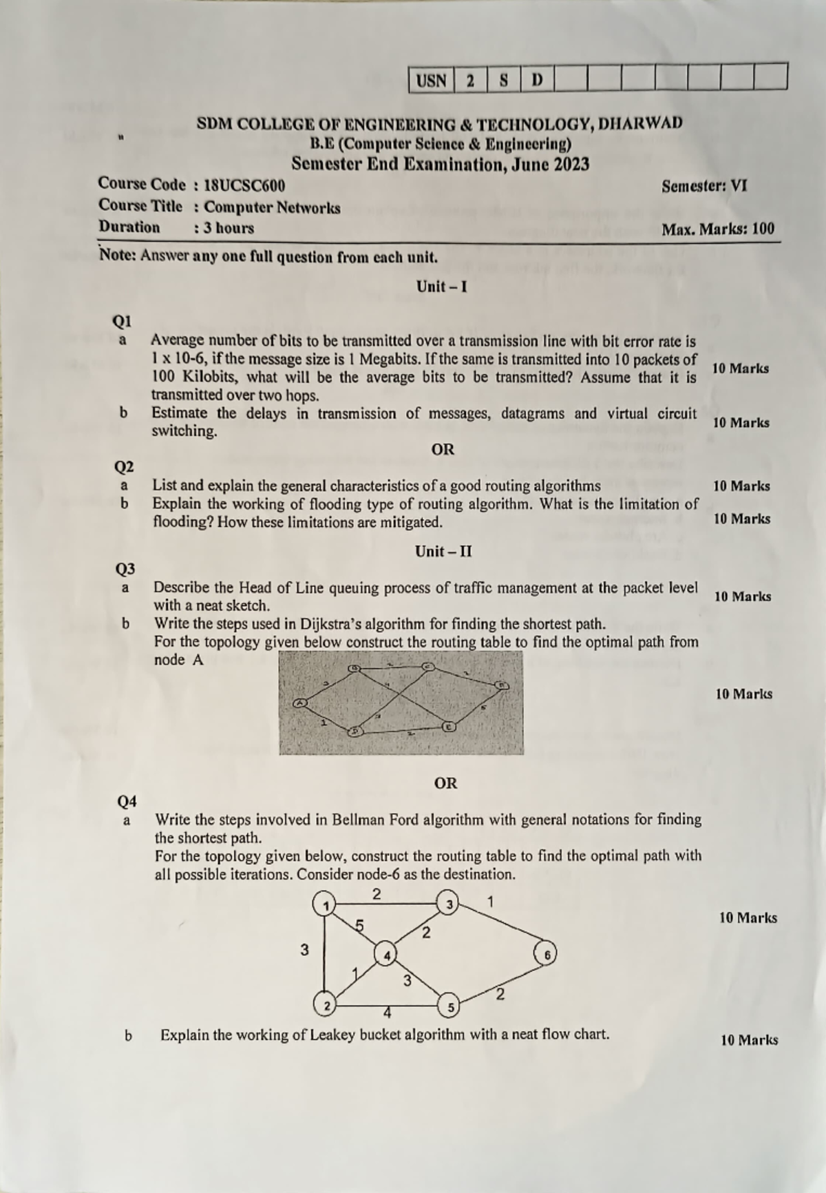 CN Question Paper - computer science - Studocu