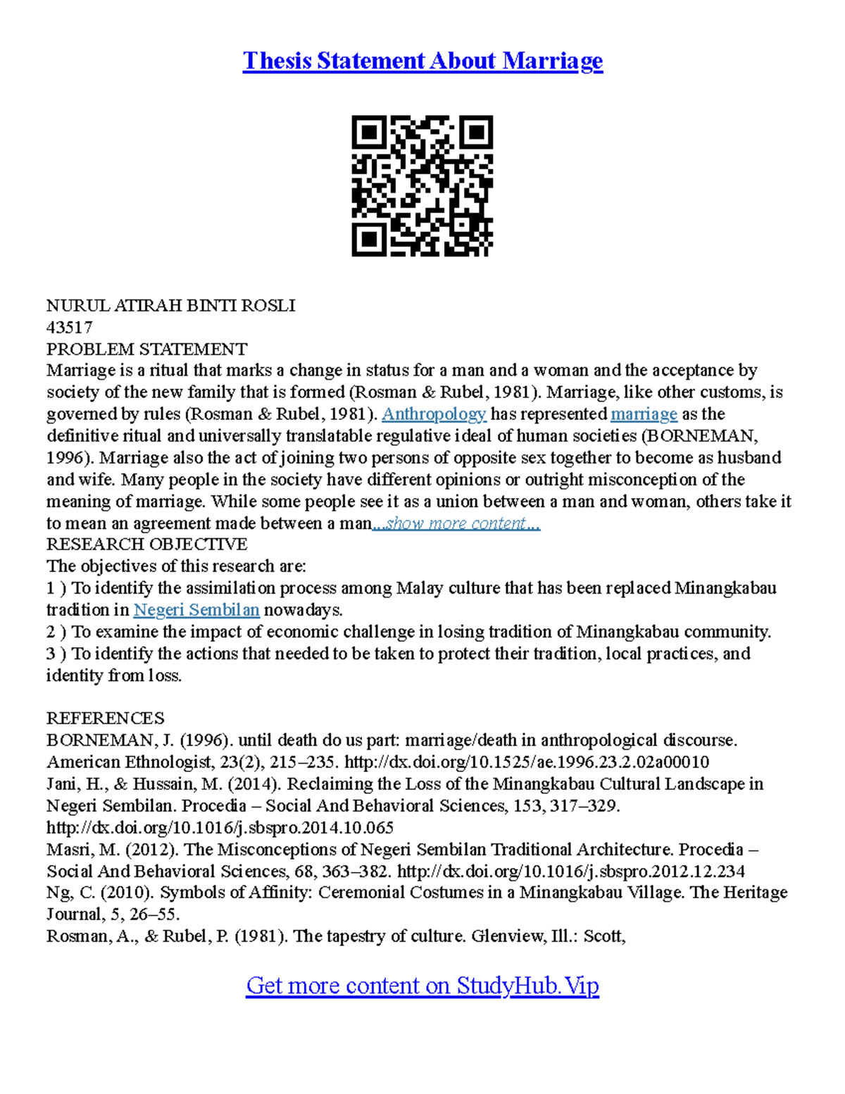 What Is An Essay Thesis - Thesis Statement About Marriage NURUL ATIRAH ...