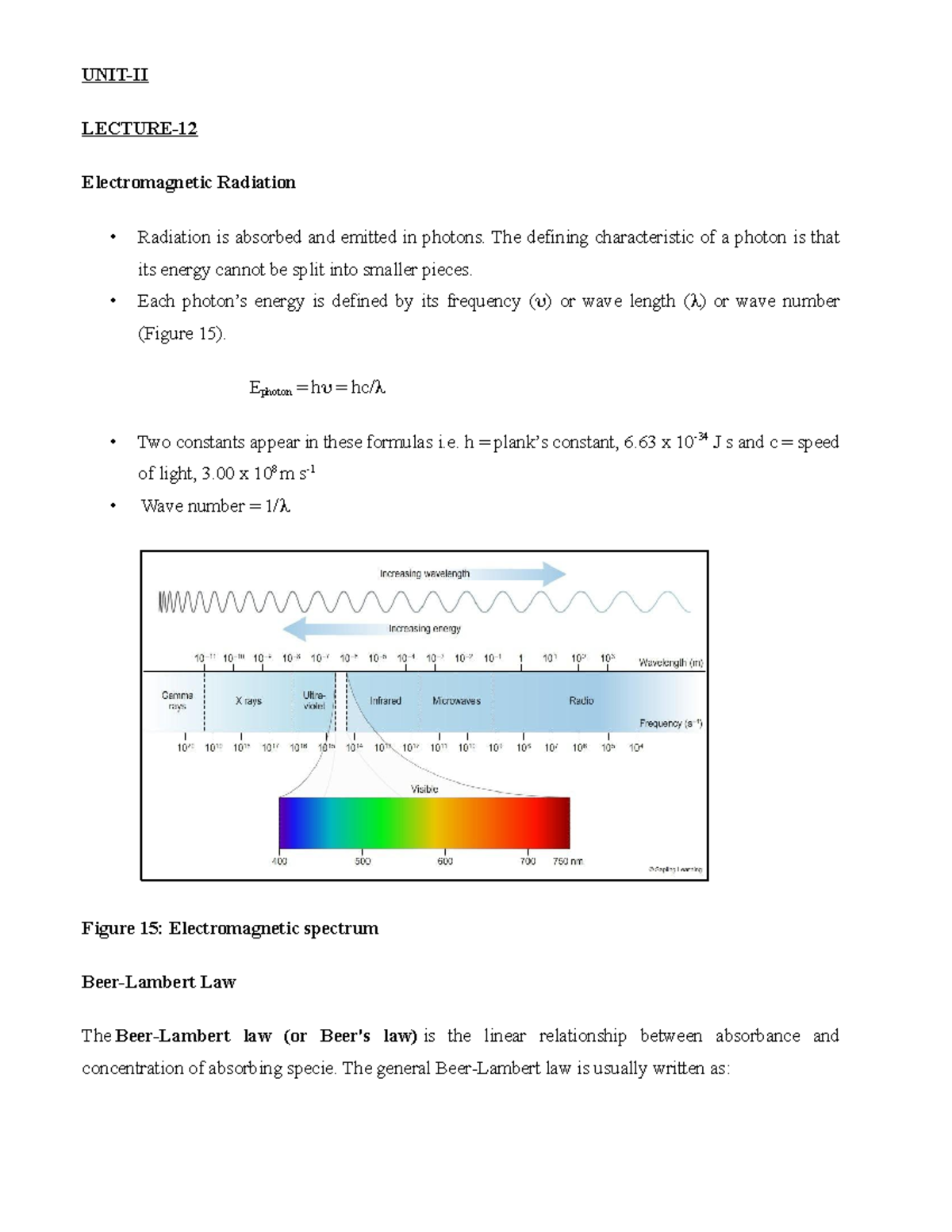 Notes-chemistry - UNIT-II LECTURE- Electromagnetic Radiation ...