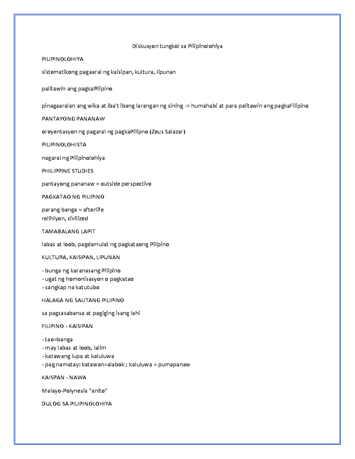 Diskusyon tungkol sa Pilipinolohiya - Diskusyon tungkol sa ...