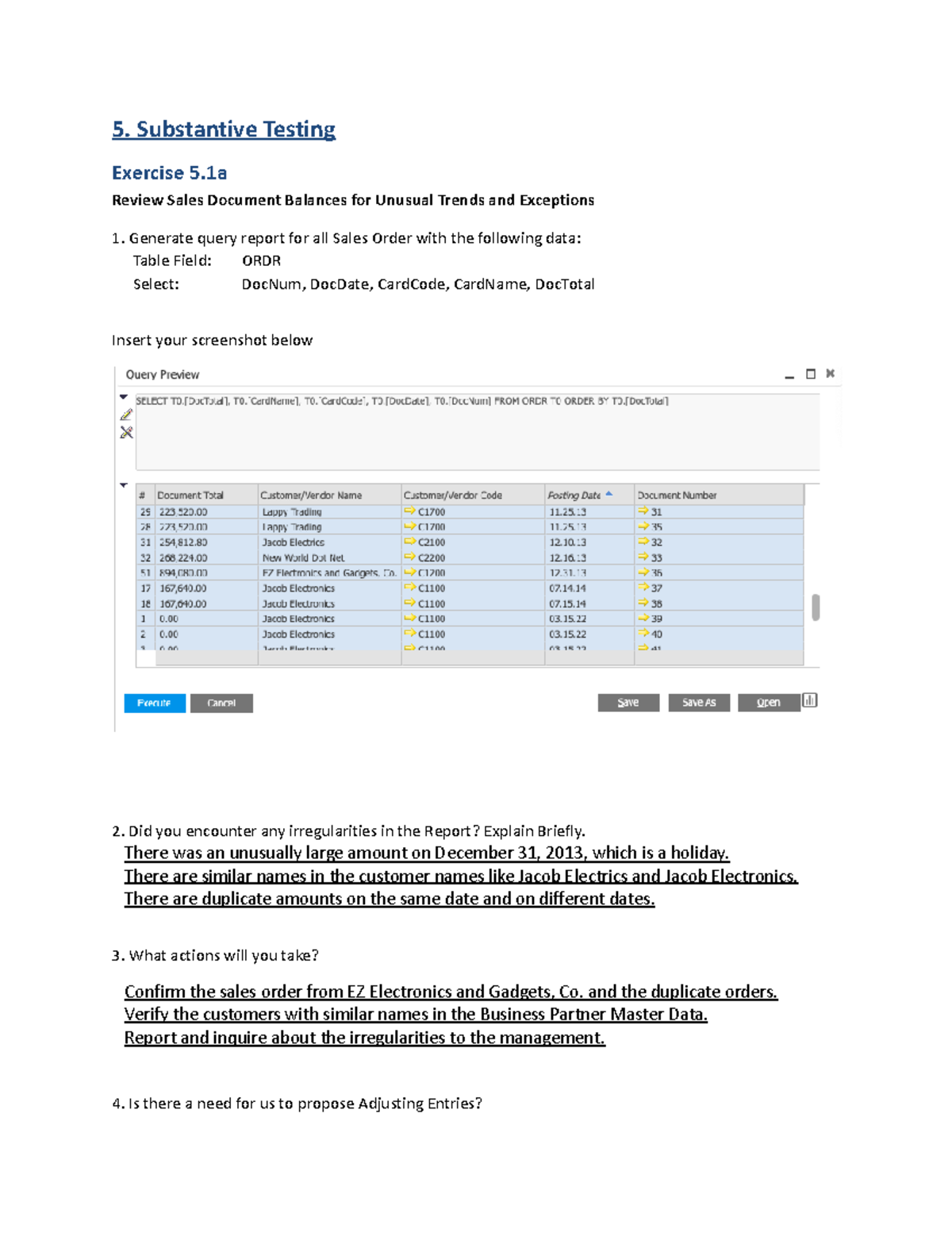 Substantive Testing 1 - Activity for IT auditing tools applications ...