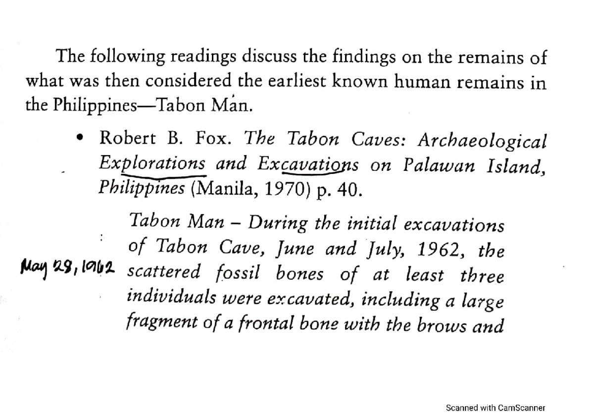 Tabon Man - Lecture notes 56 - Histort - Studocu