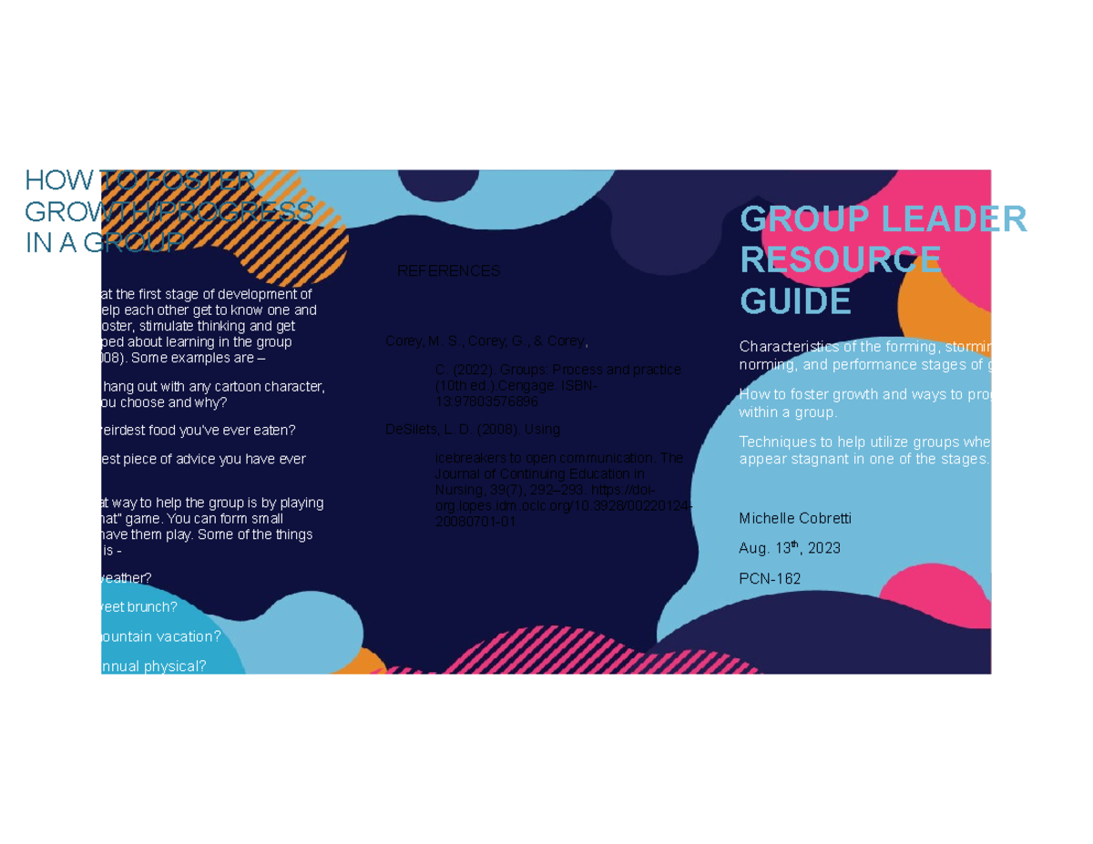 Group Leader Resource Guide - HOW TO FOSTER GROWTH/PROGRESS IN A GROUP ...