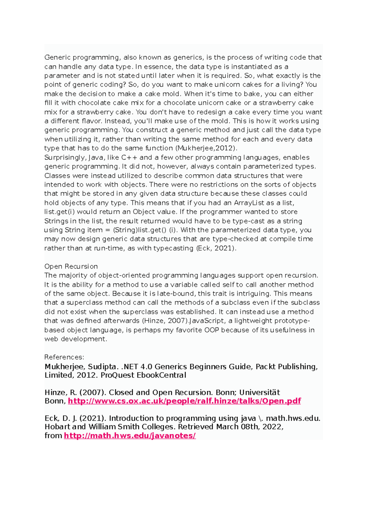 Discussion 6 1 - Generic programming, also known as generics, is the ...